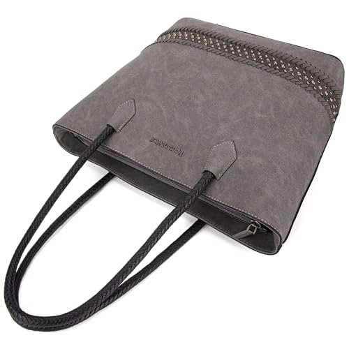 Montana West Large Handbags for Women Tote Bag with Zipper Top-handle Shoulder Bag MWC-090BGY