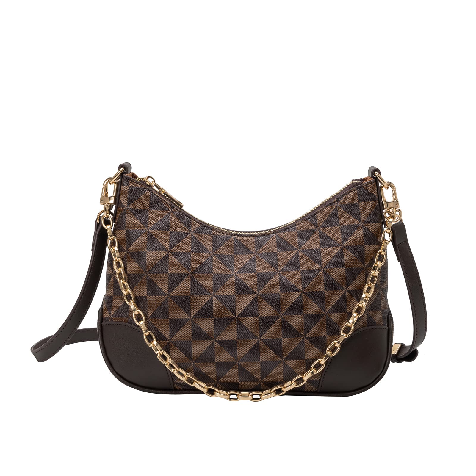 Windmill Material Horn Design One Shoulder Women's Bag Classic Fashion PU cross body Women's Bag (brown)