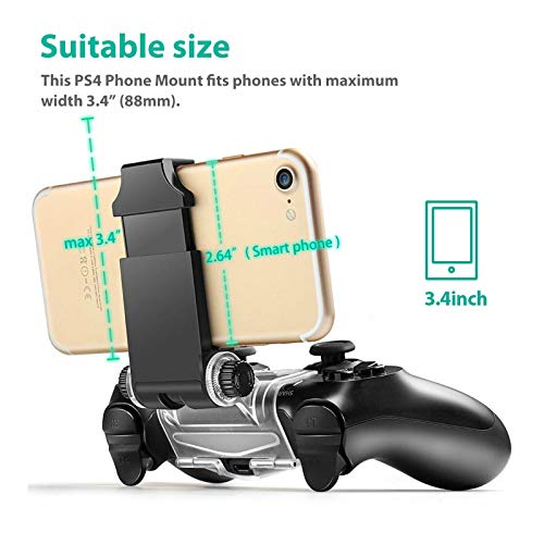PS4 Controller Clip Mount, Mobile Phone Clamp Bracket Holder with Adjustable Stand Fit i-Phone Android