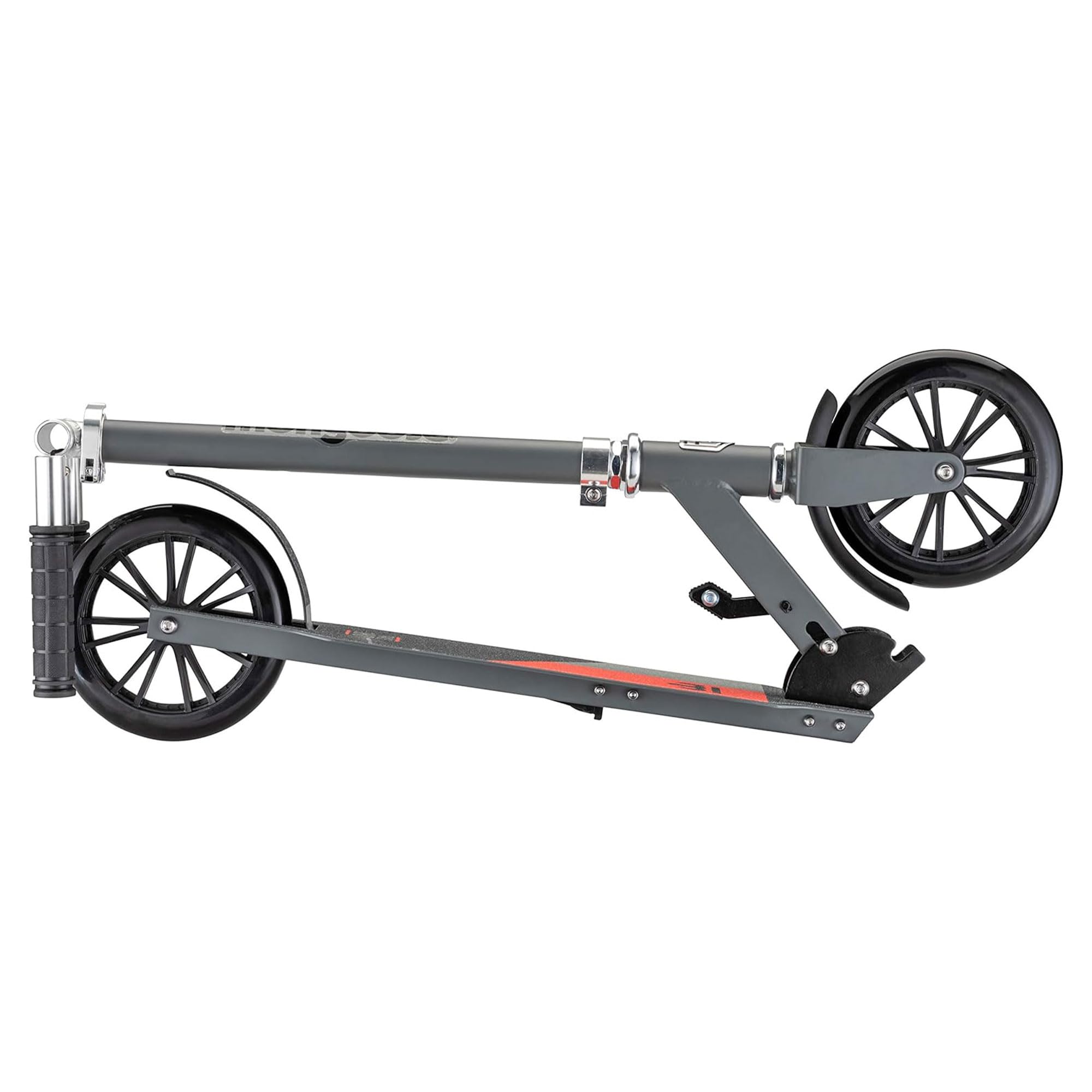Mongoose Trace Youth/Adult Kick Scooter Folding and Non-Folding Design, Regular, Lighted, and Air Filled Wheels, Multiple Colors, Grey/Red , 180mm Wheels