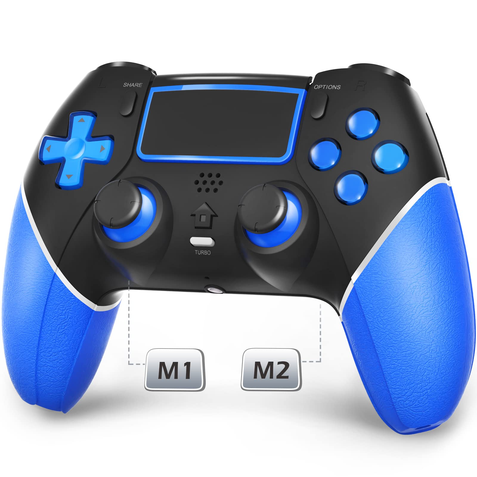 TERIOS Gaming Pro Controller Compatible with PS4,Pro,Slim - Wireless Controller with Built-in Speakers/Precise Joysticks/Turbo/Advanced Buttons Programming, and 1200mAh Rechargeable Battery(Blue)