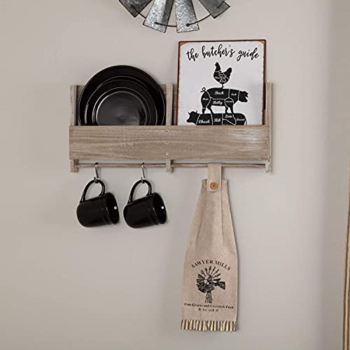 VHC Brands Sawyer Mill Charcoal Kitchen Hand Towel Set Vintage Windmill Cotton Muslin Tea Towels