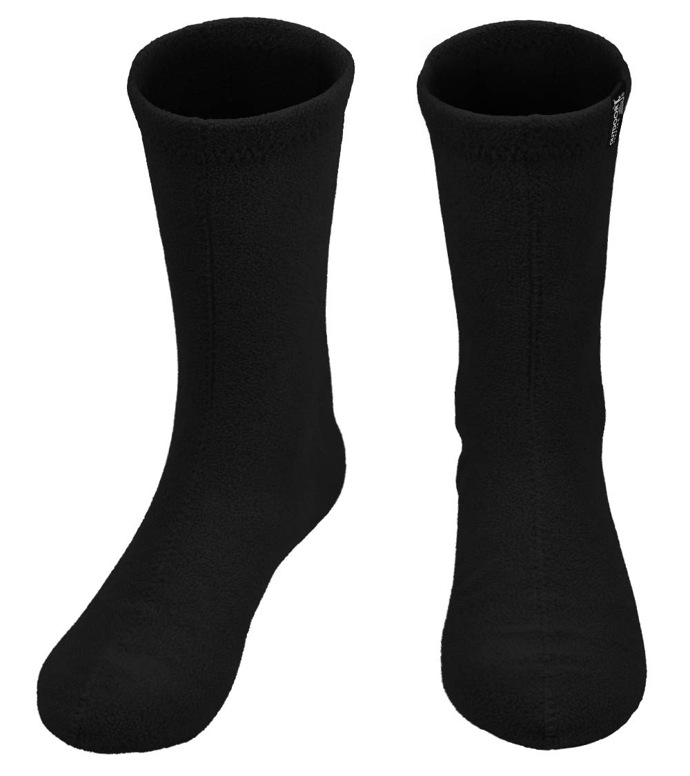OUTDOOR SHAPING Men's Hiking Fleece Warm Boot Socks Comfortable Military Liner, Black, Medium