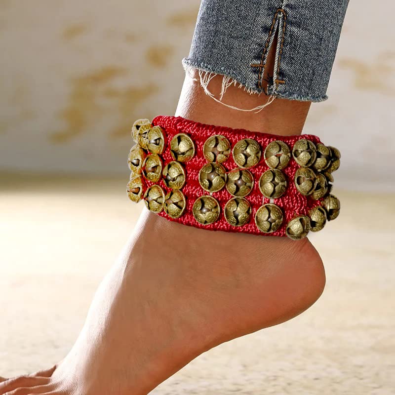 Sellinghub21 Ghungroo Anklet Bells Handmade Big Bells Musical Dancing Instrument Classical Kathak Bharatanatyam Kuchipudi Ghungroo (RED 3 LINE)