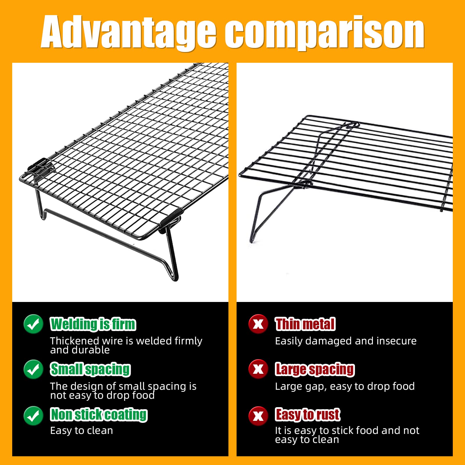 Upgraded Stackable Cooling Rack for Baking,3 Tier Jerky Rack Cooling Racks for Cooking and Baking,Cookie Cooling Rack Baking Racks,Drying Racks,Oven Safe,17βx 11β