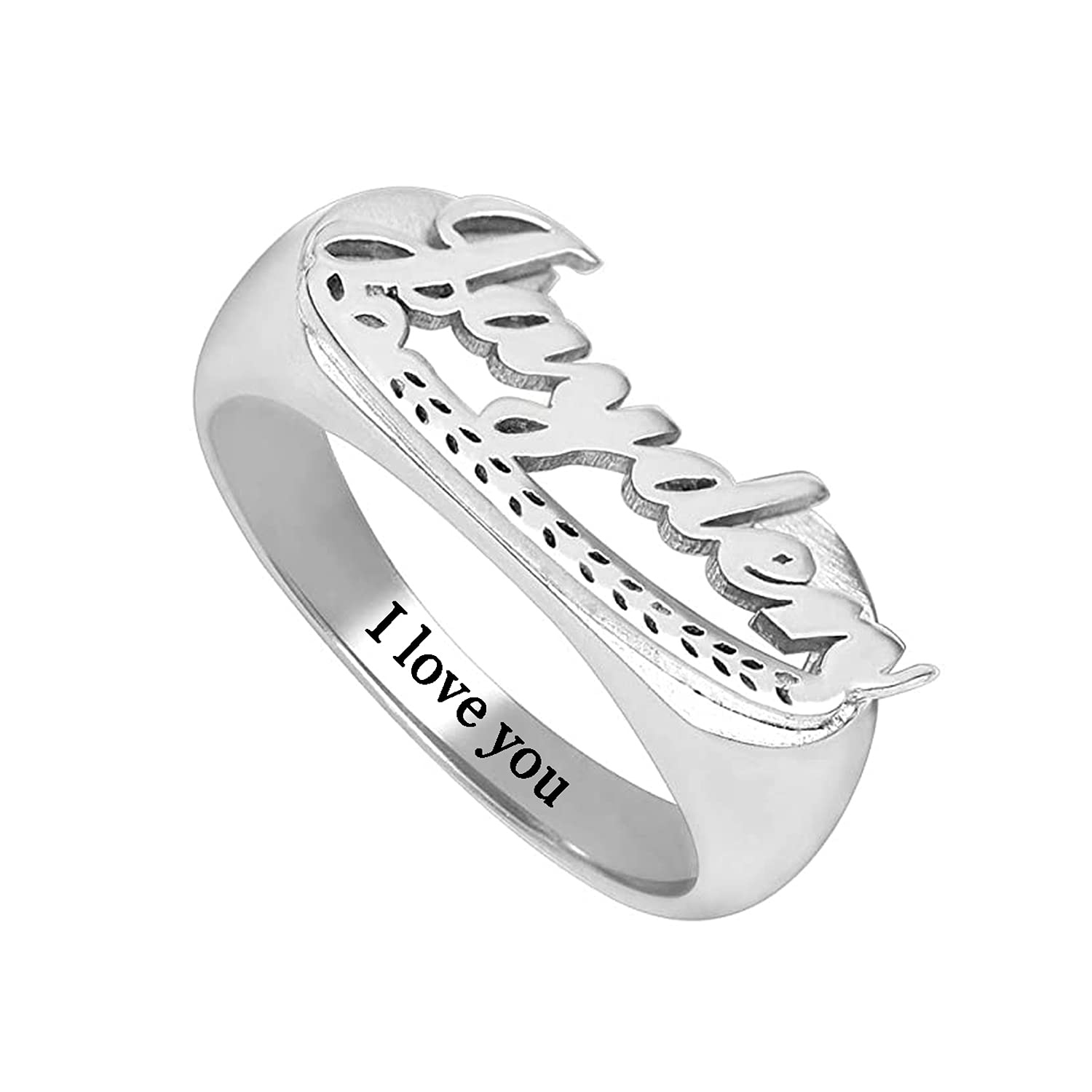 Personalized Name Ring Custom Name Promise Ring Letter Initial Name Stacking Ring Gift for Women