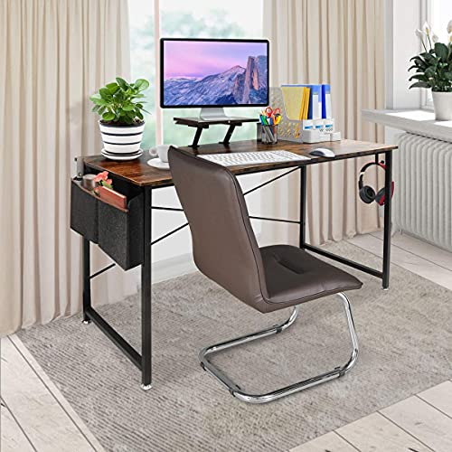 Seeutek Study Computer Desk Modern Writing Table 47 Inch Simple Style Laptop Desk with Storage Bag and Hooks for Home and Office