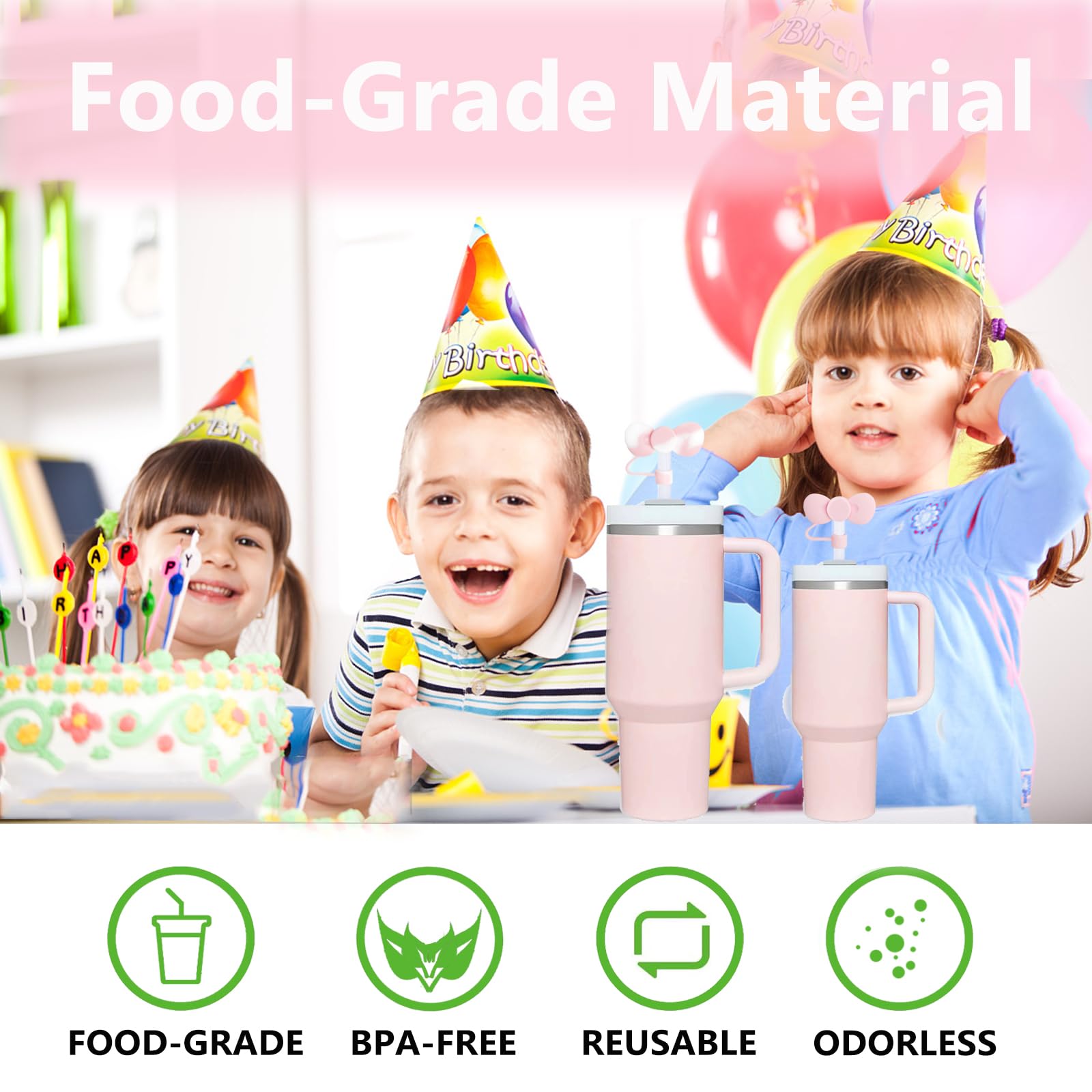 YAYAYOUNG 3 Pcs Lovely Bow Straw Covers Cap Toppers Compatible with Stanley 30&40 oz Tumbler Cups,Reusable Cute Silicone Straw Tips Lids Protectors for 0.4 in/10mm Stanley Cups Straws Accessories