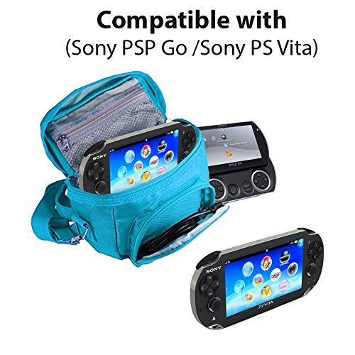 Orzly® - GAME & CONSOLE TRAVEL BAG for Sony PSP Consoles (GO/VITA/1000/2000/3000) Has Special Compartments for Games & Accessories. Bag includes Shoulder Strap + Carry Handle + Belt Loop - BLACK