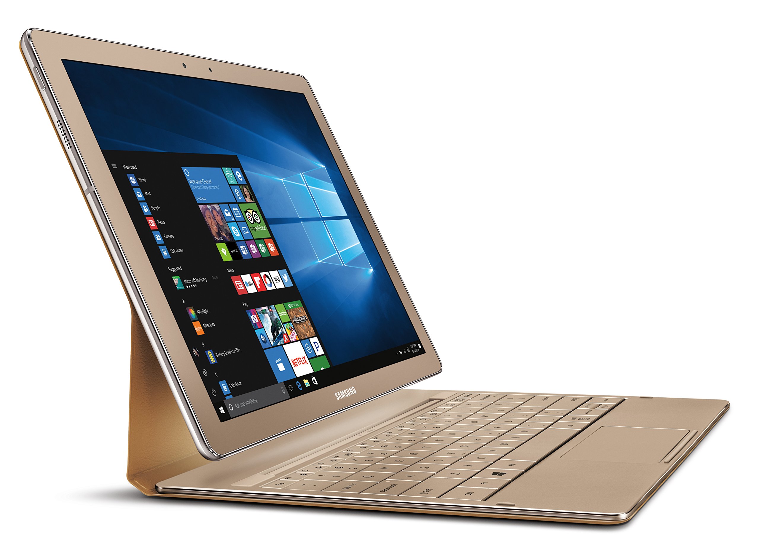 Samsung Galaxy TabPro S SM-W700NZDBXAR 12-Inch 8GB RAM, 256GB SSD WiFi 2-in-1 Tablet with Keyboard case (Gold)