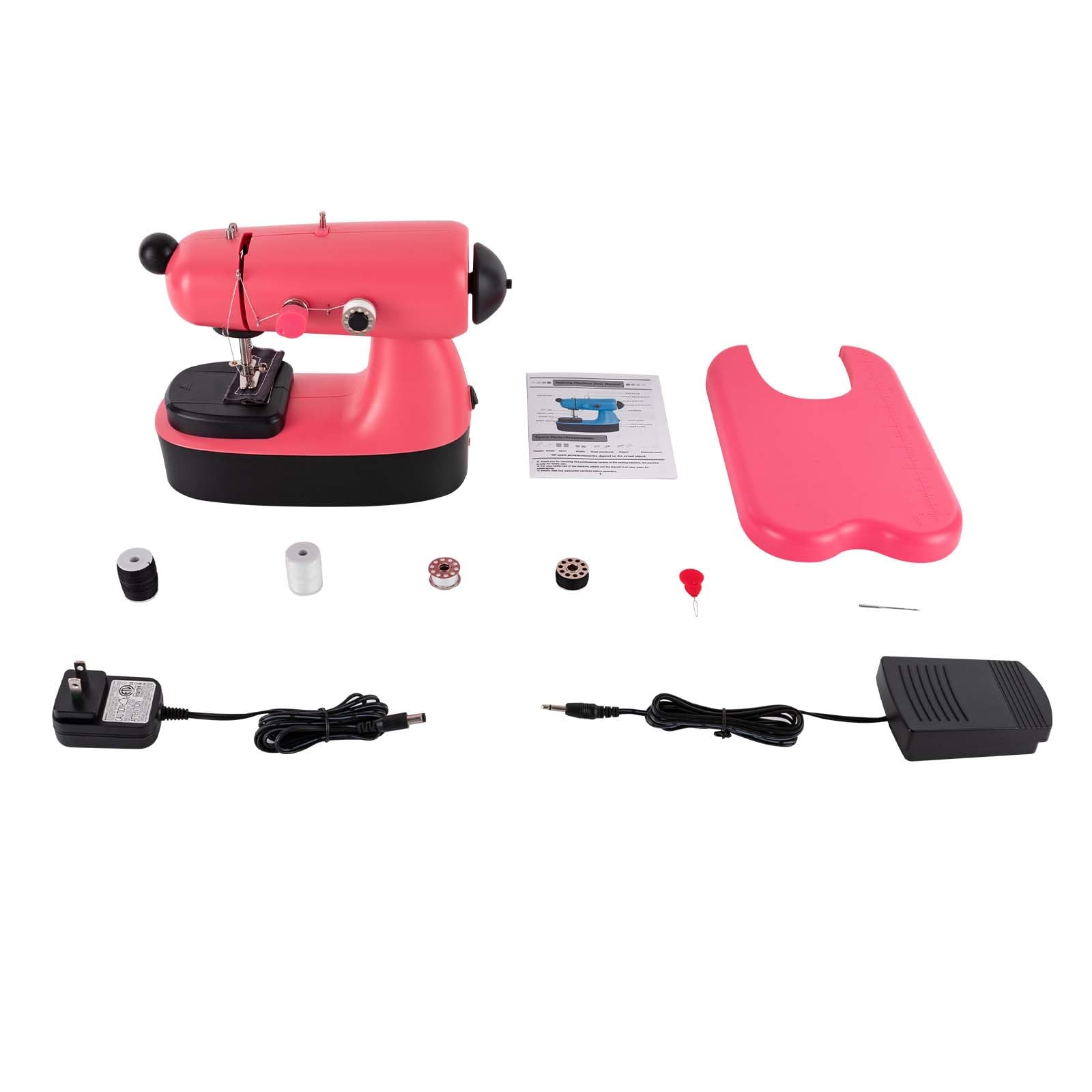 Mini Sewing Machine, Electric Countertop Sewing Machine with Extension Table, 2 Control Modes, Adjustable Tightness, Pink