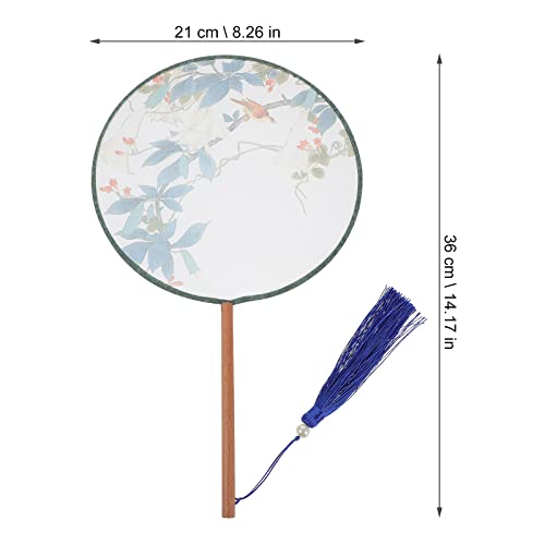 wrtgerht Chinese Round Fan Ancient Hand Fan Translucent Silk Fan Vintage Embroidery Hand Circular Fan Silk Dance Fan Wedding Supplies
