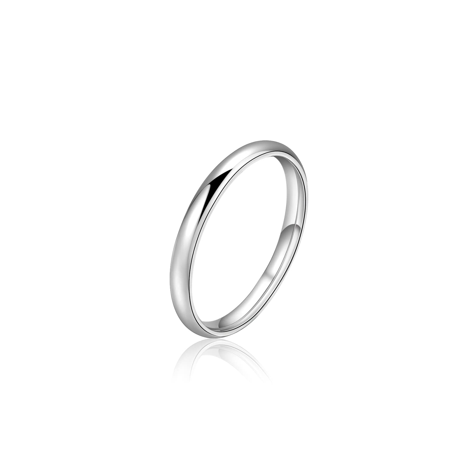 SILBERTALE 925 Sterling Silver Ring 2MM High Polish Plain Dome Wedding Band Ring for Women Men Comfort Fit 2