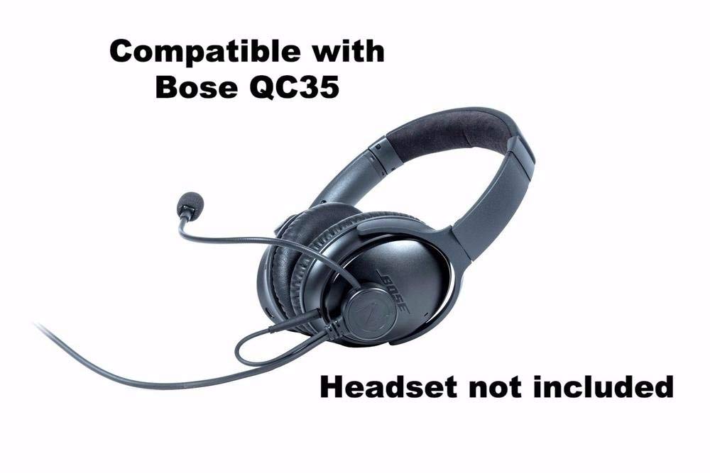 NFlightMic Universal Microphone for Aviation Headset - Works with Bose QC25 and QC35 Noise Cancelling Headphones