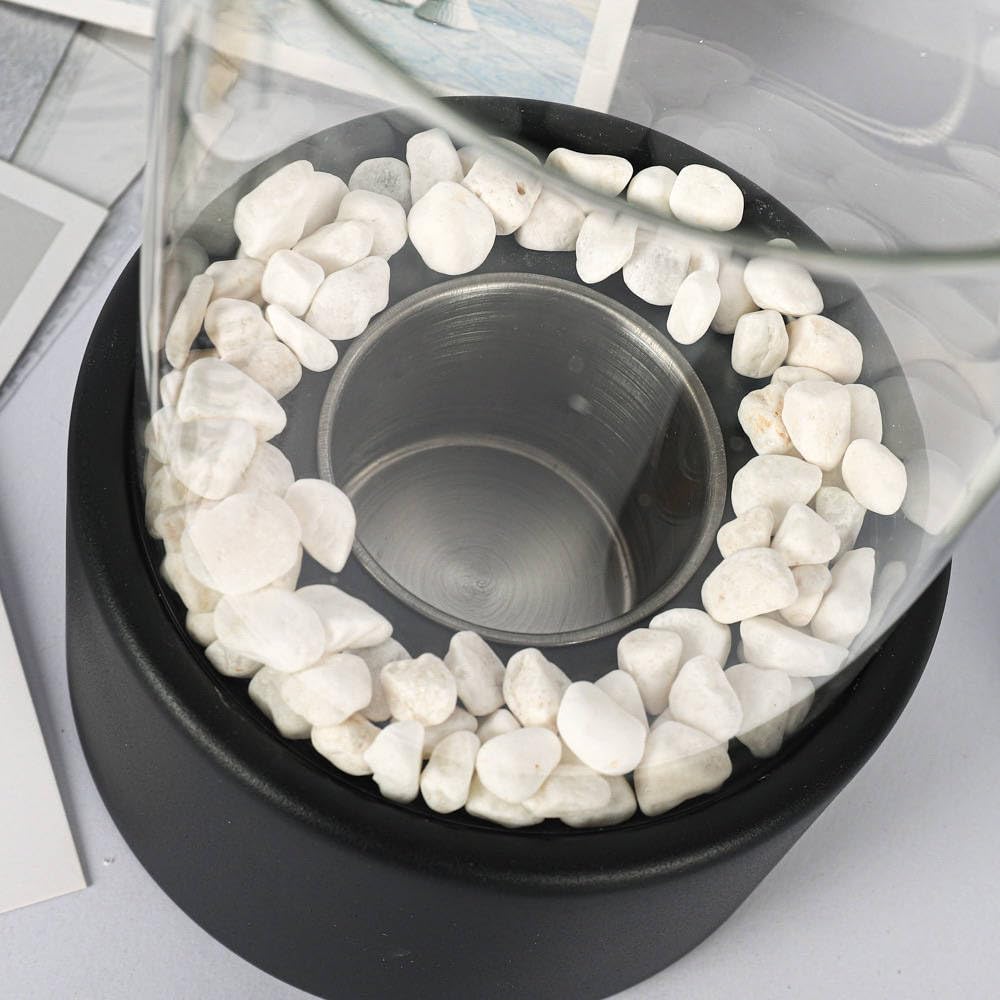 Portable Tabletop Fireplaces,Indoor Outdoor fire Pit Tabletop,Fire Bowl Clean Burning Bio Ethanol -Small-Black