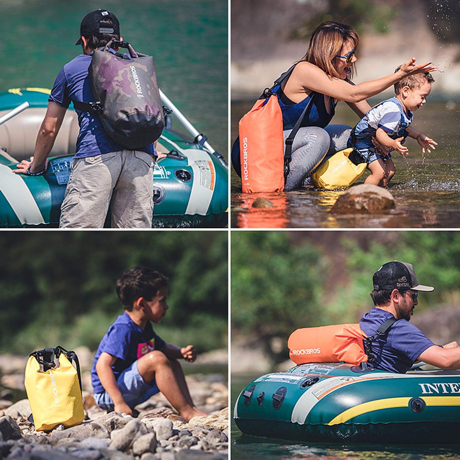 ROCKBROS Waterproof Dry Bag Heavy Durable Beach Backpack 2L 5L 10L 20L 30L Floating Dry Sack for Boating Kayaking Camping Swimming Rafting Hiking Fishing