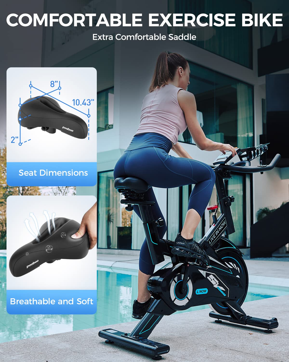 pooboo Indoor Cycling Bike,350 Lbs Weight Capacity Exercise Bike,Stationary Bike for Home Workout