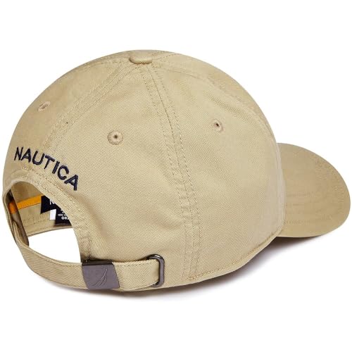 Nautica mens Classic Logo Adjustable Baseball-cap Hat baseball caps, Khaki (Beige), One Size US