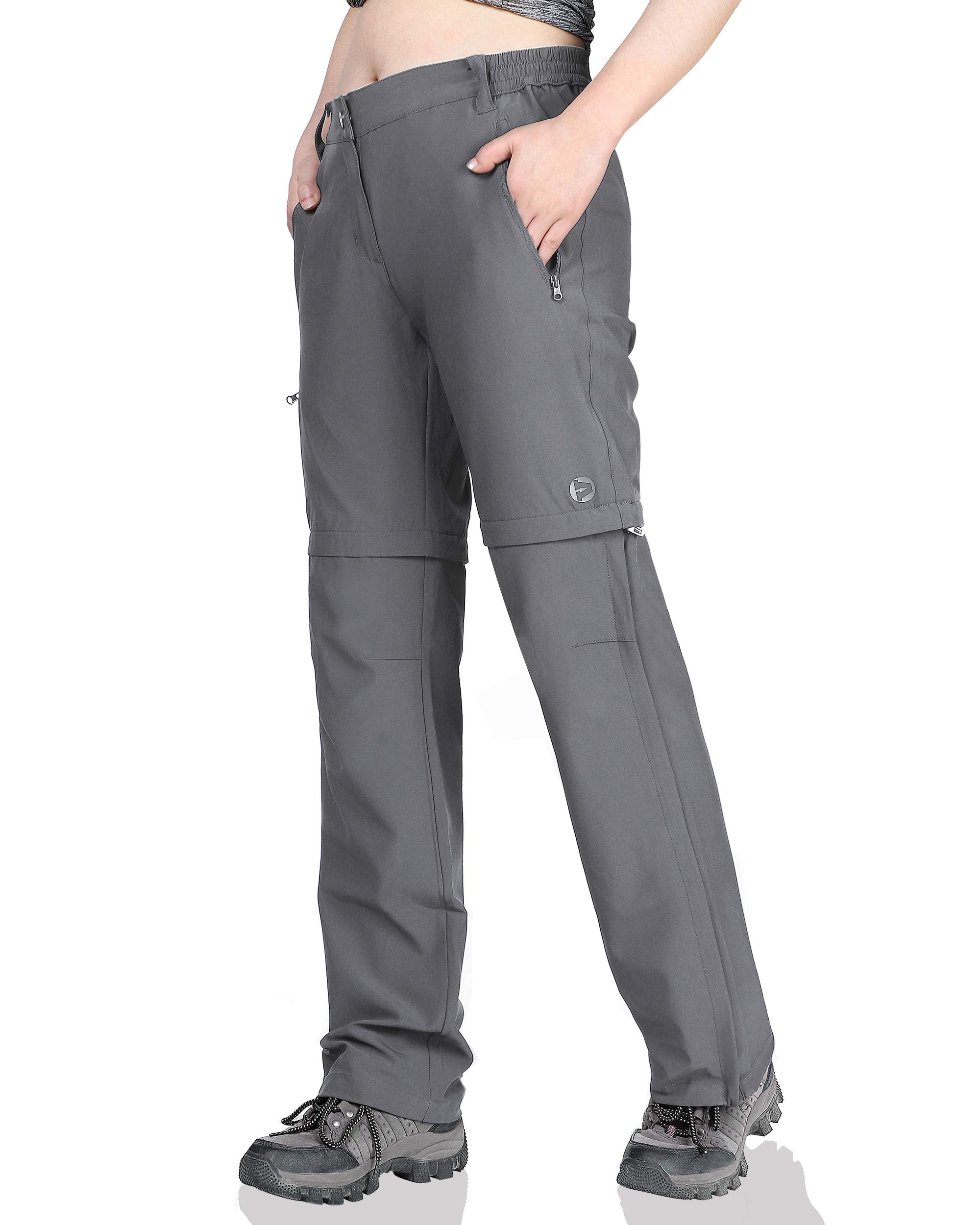Outdoor Ventures Women's Convertible Pants, Quick Dry Hiking Zip-Off Pants, Stretch Lightweight Cargo Pants Grey