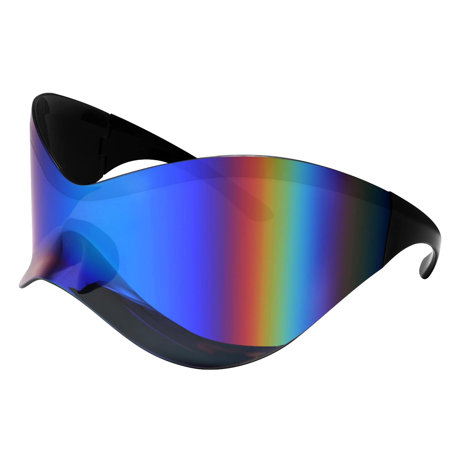 SENMARIES Futuristic Sunglasses for Men Women Alien Oversized Wrap Around Shield Fashion Chic Mask Sun Glasses ShadesSilver