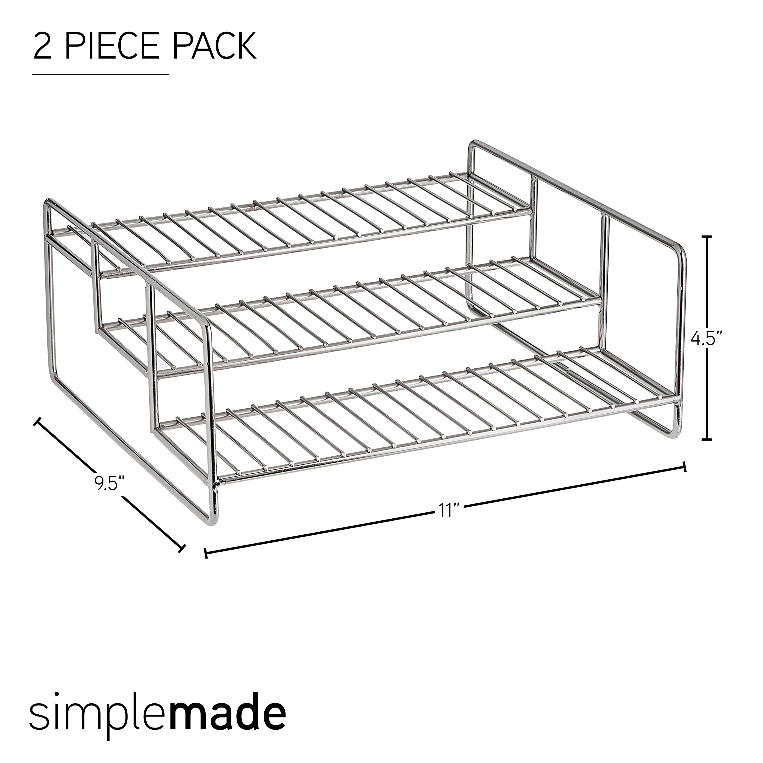 SIMPLEMADE Tier Spice Rack Organizer - Metal 3 Tier Stadium Organizer - Space Saver Spice Rack for Cabinet, Pantry and Countertop - Kitchen and Home Storage and Organization Solutions (Black)