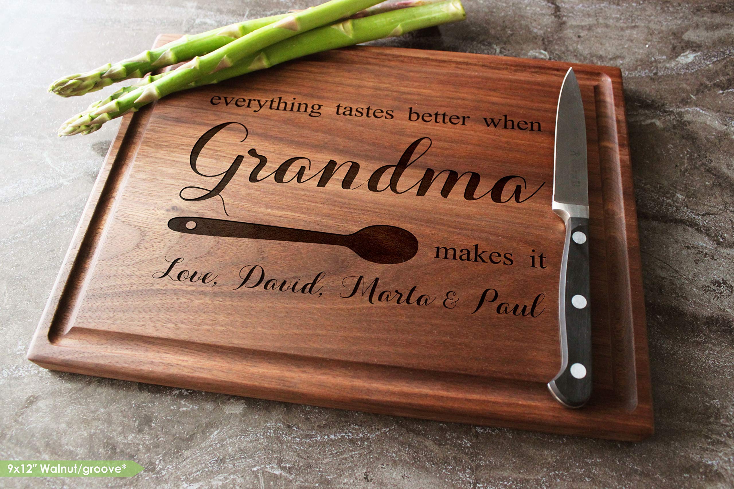 Walnut Artisan Personalized Cutting Boards, Custom Mother's Day Gift Idea, Wood Engraved Charcuterie Cheese Board for Grandmother, Momma Design 107