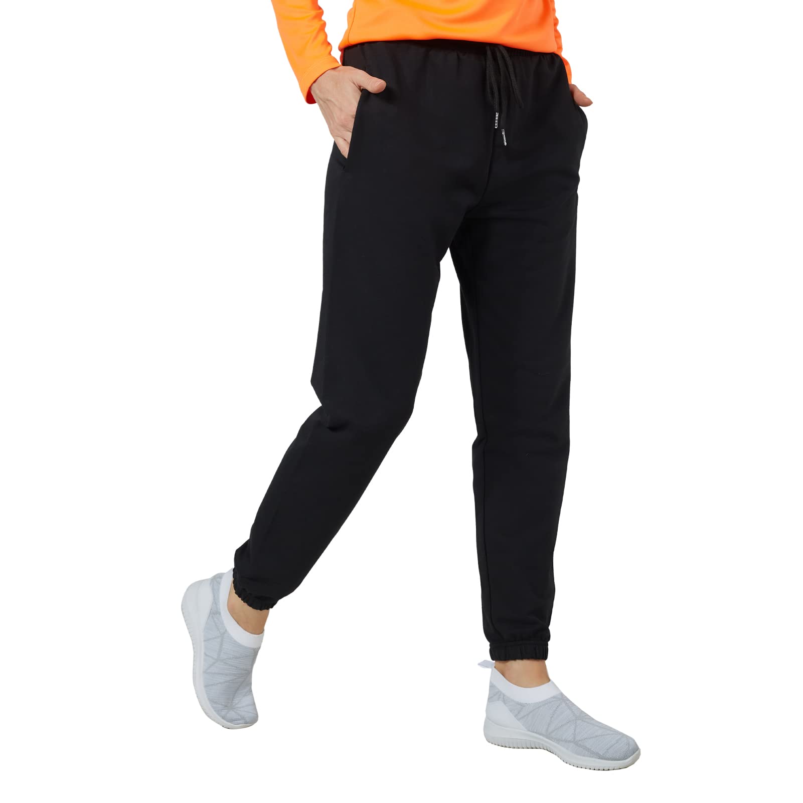 Womens Lightweight Drawstring Sweatpant High Waisted Casual Athletic Jogger Comfort Workout Cinch Bottom Pant with Pockets(Black,L)