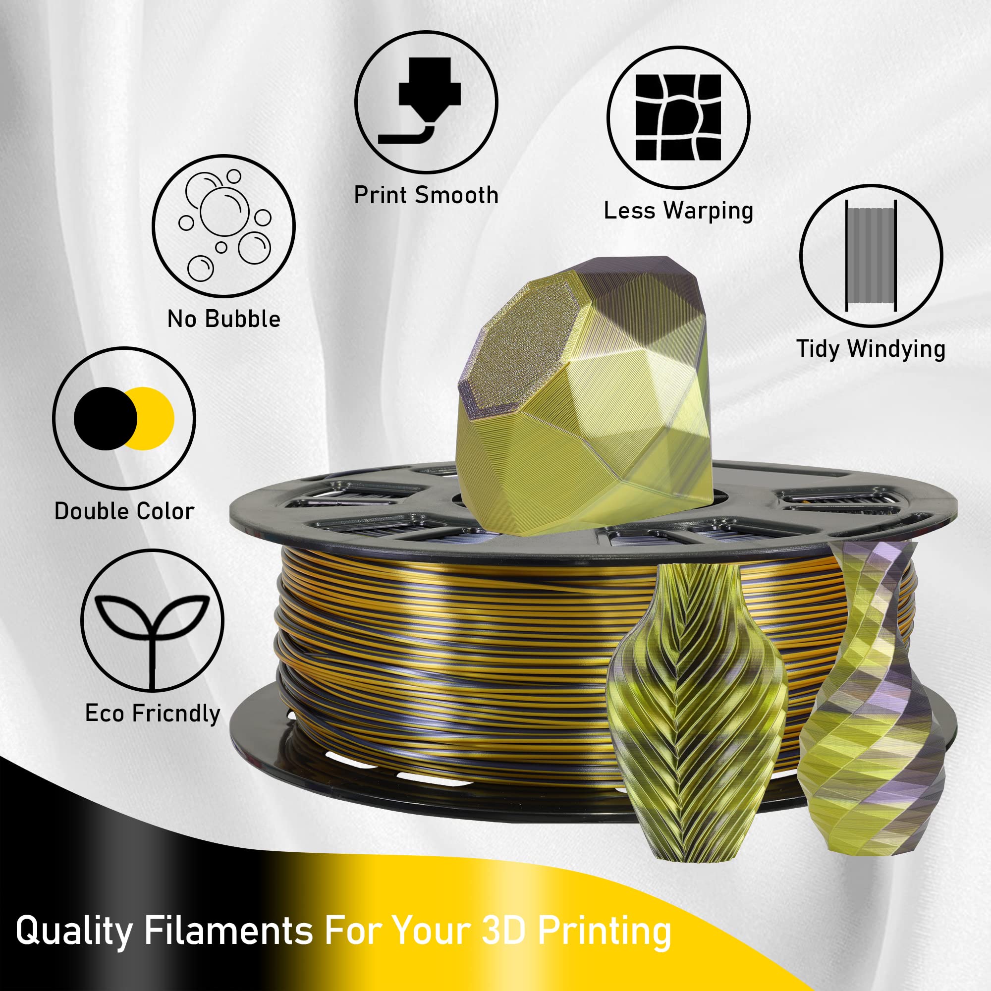 OEM MIKA3D 24 Colors 1.75mm Silk Shiny PLA Filament Bundle Pack, 24 Silk Shiny Luster Beautiful Bright Colors, Each Spool 0.25kg, 24 Spools Packed, Total 6Kg 3D Printer Filament