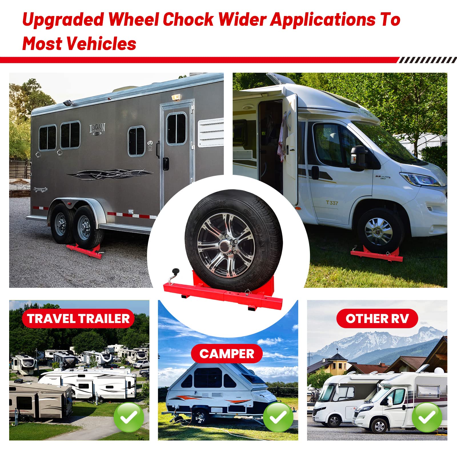 ROBLOCK Camper Leveler Blocks with Curved Levelers, Wheel Chocks and Non-Slip Rubber Mats, RV Leveling Blocks Works for 30,000 LBS RV, Trailer, Truck