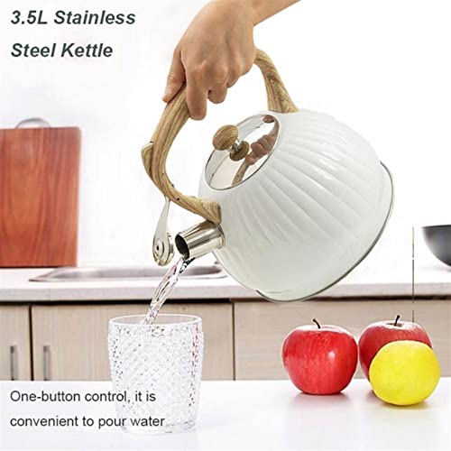 MMSEKT Camping Kettle Kettle White Stainless Steel Whistle Coffee Tea Maker Convenient Kettle With Handle Home Restaurant Supplies Cold Kettle (Size : 3.5l, Color : B)