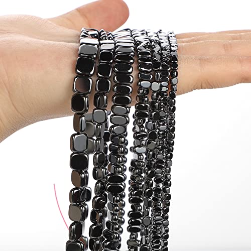 NHBT YU Oblate Square Natural Stone Beads Cube Black Hematite Beads Cube Loose Beads for Jewelry Making DIY Bracelet Accessories T87 (Color : H8481, Item Diameter : 6x6x2mm About 66 pcs)