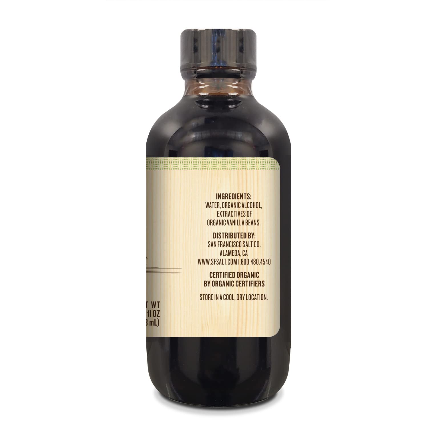 Organic Pure Vanilla Extract, 4oz Glass Bottle - Organic Spice Collection by San Francisco Salt Company