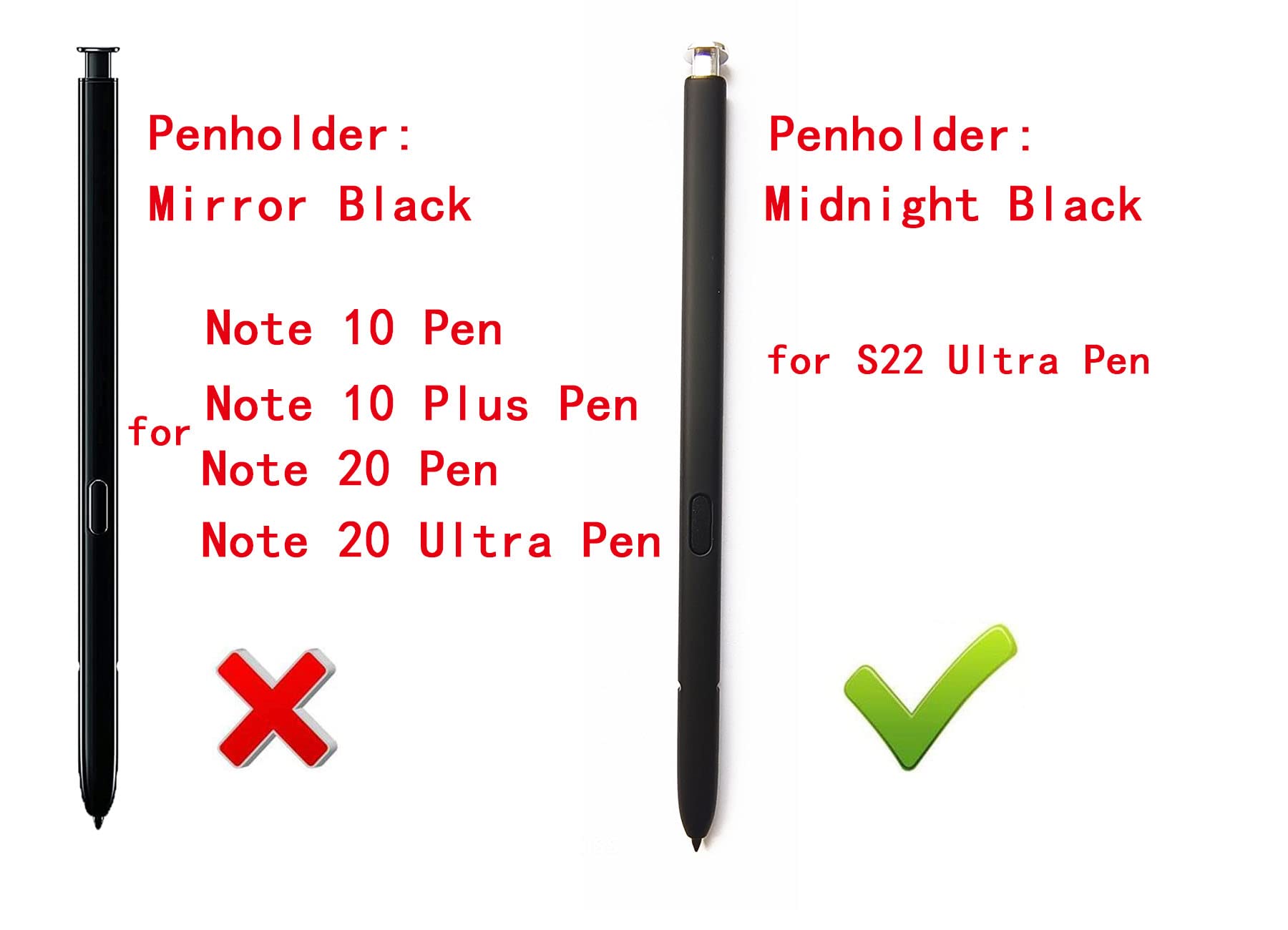 yuzhiyong Galaxy S22 Ultra Stylus Pen Replacement for Samsung Galaxy S22 Ultra 5G Touch Stylus Pen S Pen(Without Bluetooth) Replacement Tips/Nibs and 30cm USB-A Cable (Phantom Black)