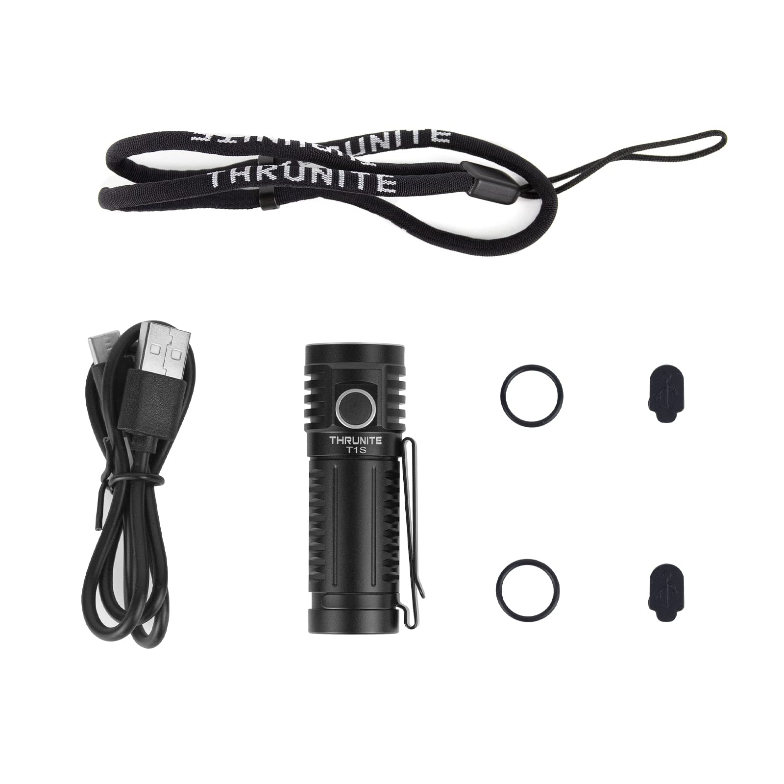 ThruNite T1S Magnetic Tailcap Mini Flashlights, USB C Rechargeable Flashlight with SST40 LED, 1212 Lumen, 184 Meters Long Throw EDC Flashlight - Black CW