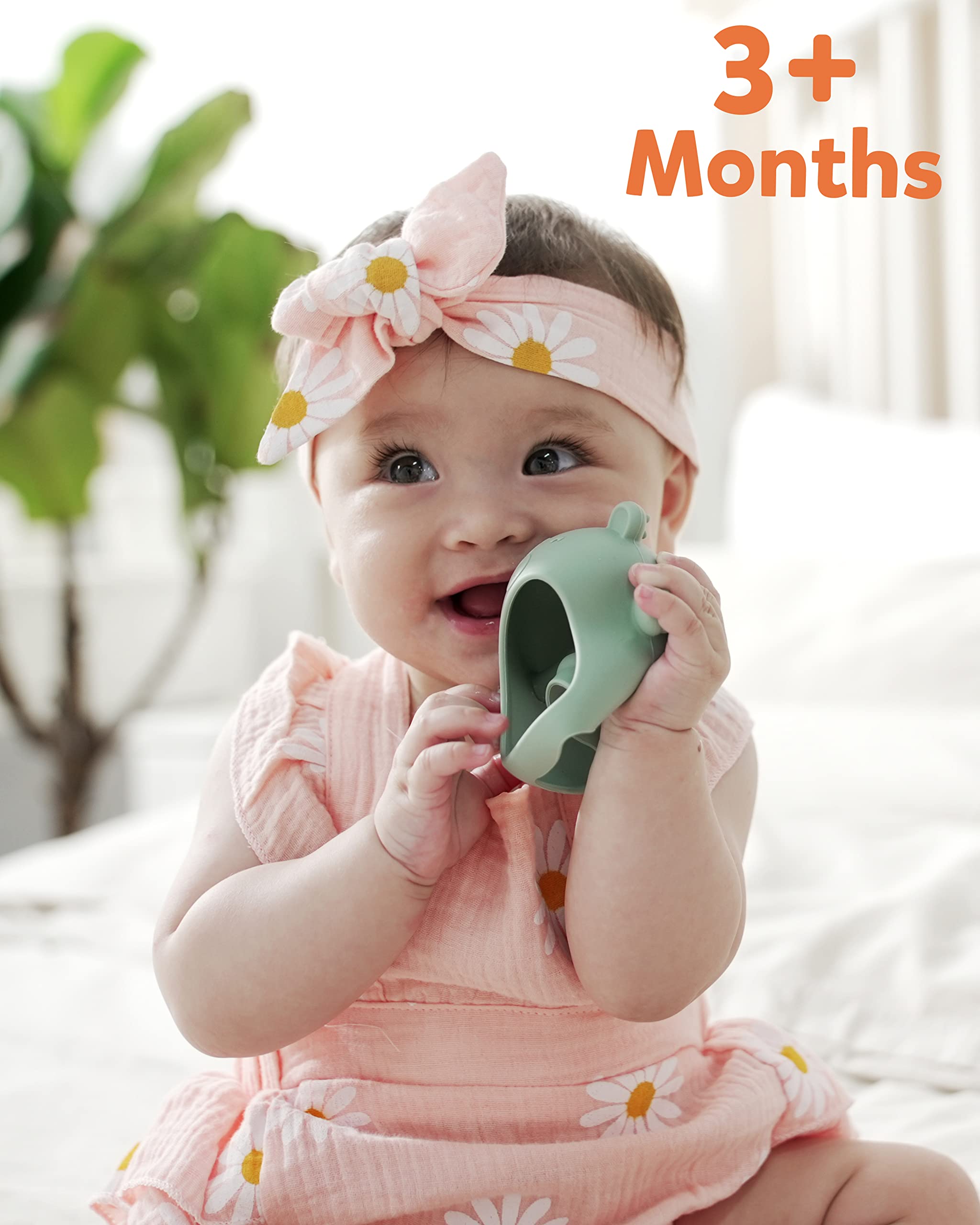 Teething Toys for Babies 0-6 Months, Never Drop Silicone Baby Teether, Hand Pacifier for Sucking Babies, Soothing Pain Relief, Best Chew Toy for Teething Baby,Teething Mitten for New Born-Morandi Cyan
