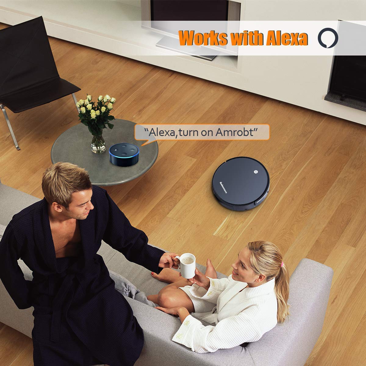 Robot Vacuum and Mop Cleaner, Robomann X9 Adopt Upgraded GYRO Navigation Technology, App Control, Scheduled, 600ML Dustbox, 400ML Watertank, 120 Mins Runtime, Compatible with Alexa