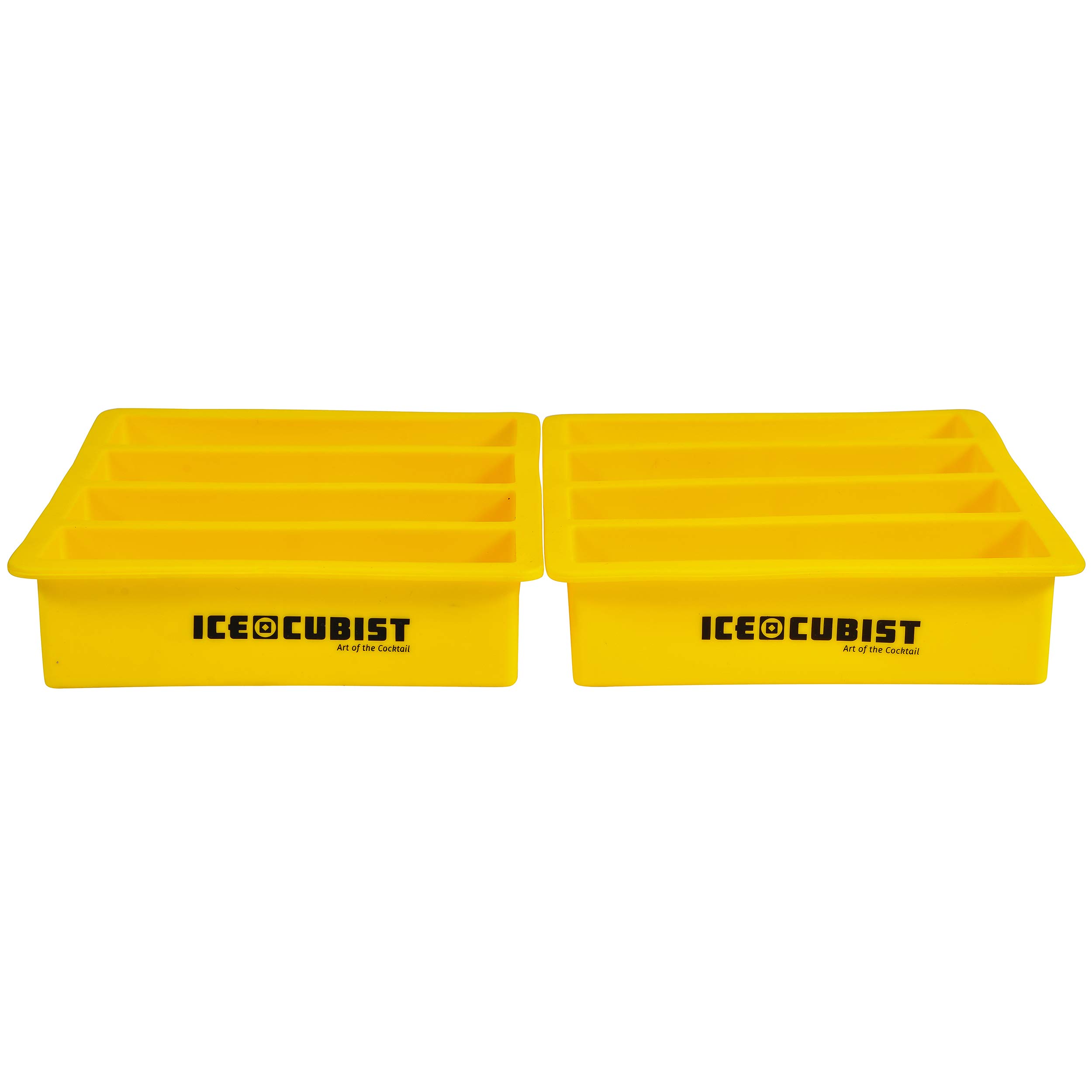 Rectangular Collins Ice Cube Mold - For Cocktail, Whiskey, Butter and More - BPA Free Silicone - 2 Trays - 4 Large Ice Cubes Per Tray