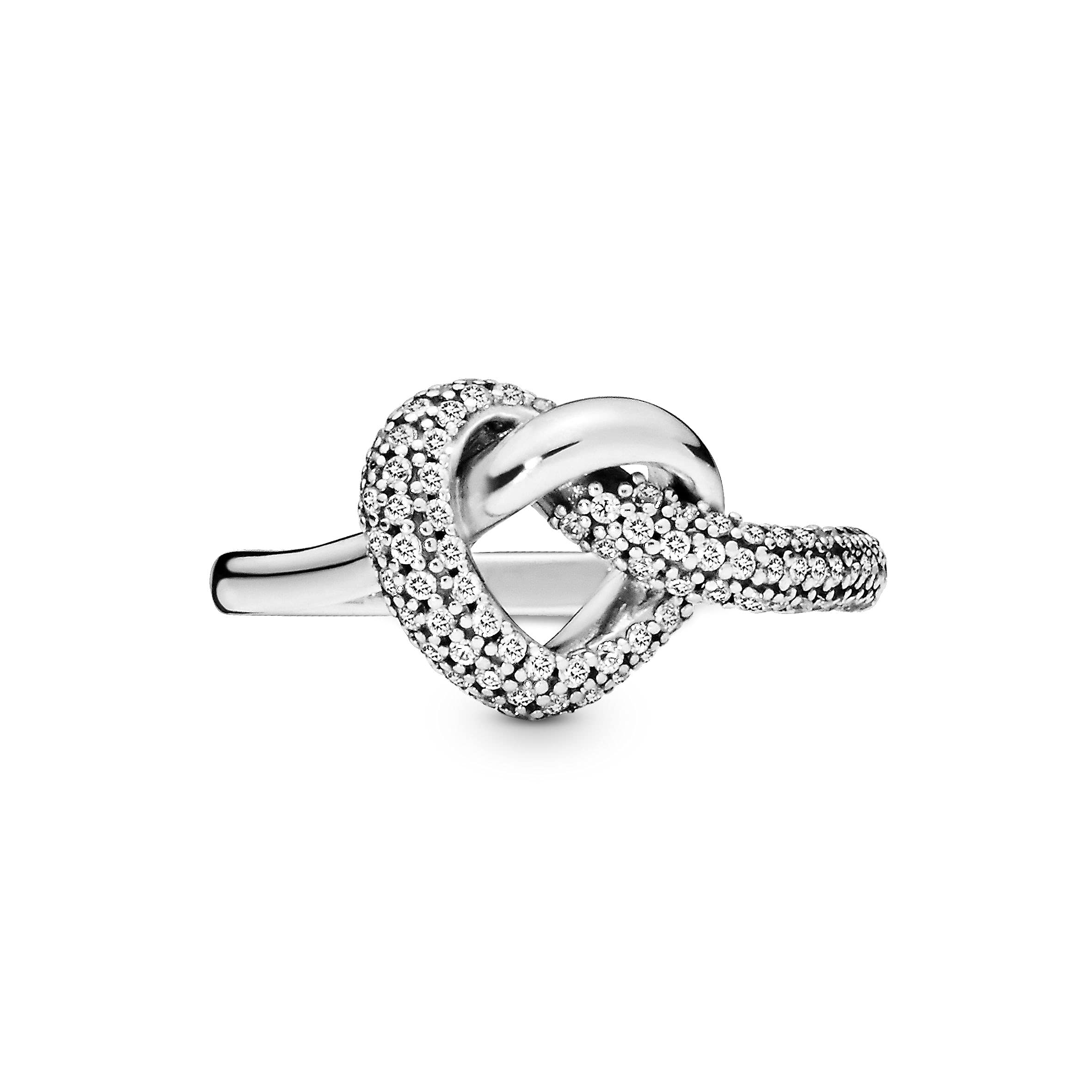 Pandora Jewelry Knotted Heart Cubic Zirconia Ring in Sterling Silver, Size 8.5