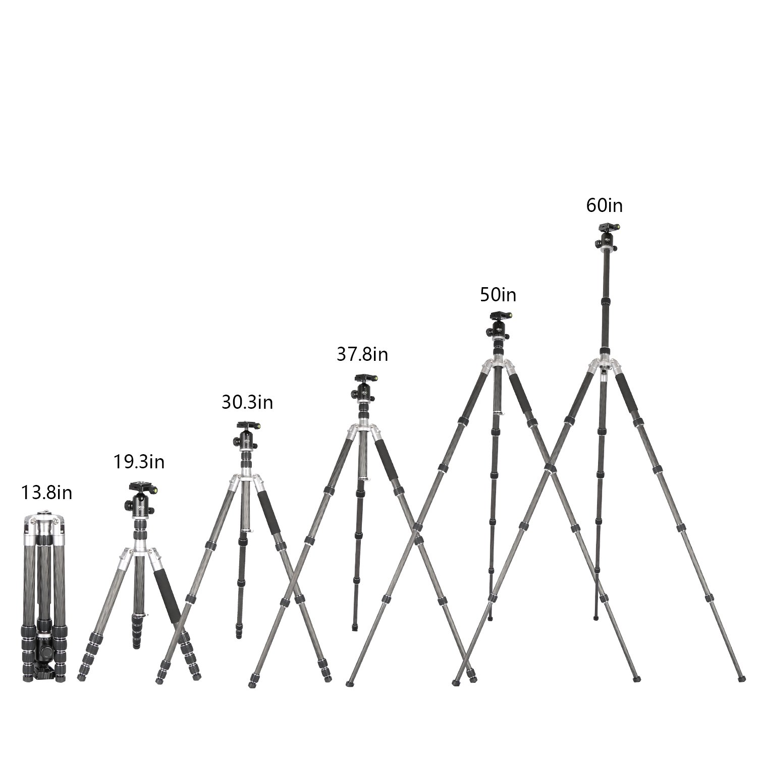 OBO N3 Carbon Fiber Camera Tripods for Digital DSLR Cameras with Quick Release Plate and Ball Head,Red and Black