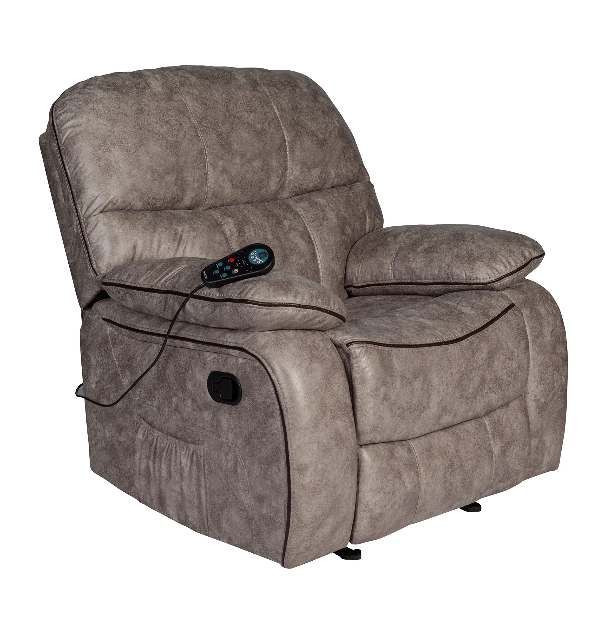 Relaxzen Wesson Rocker Recliner with Massage and Heat, Gray
