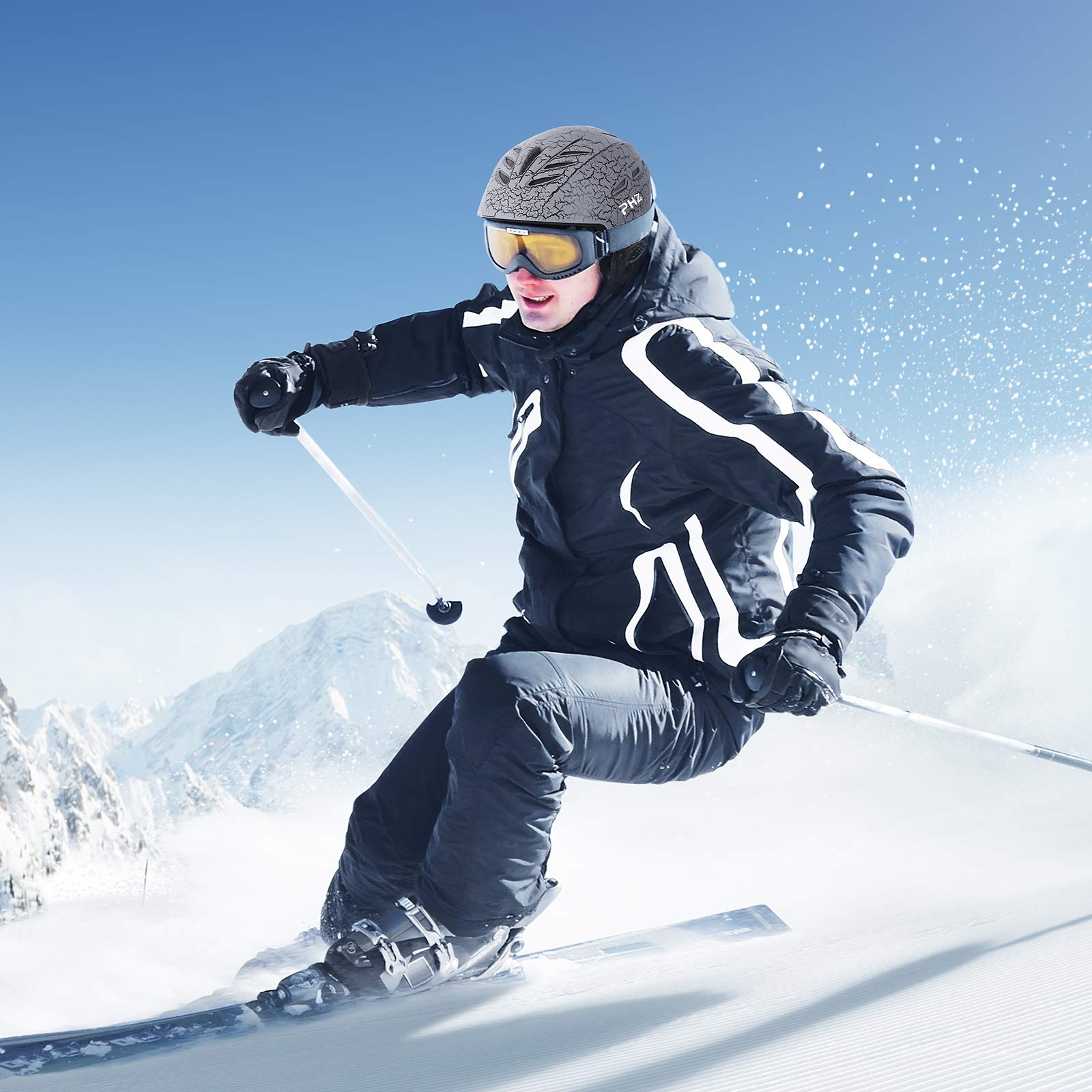 PHZ. Ski Helmet Snowboard Helmet for Men, Women Youth, Snow Sport Helmet, Goggles Compatible, Performance & Safety w/Active Ventilation