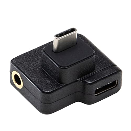Ronyme Dual 3.5mm Mic Adapter Charging Audio Adapter Microphone USB-C Adapter Audios External 3.5mm Mic Mount for Osmo Action Camera TRS Plug