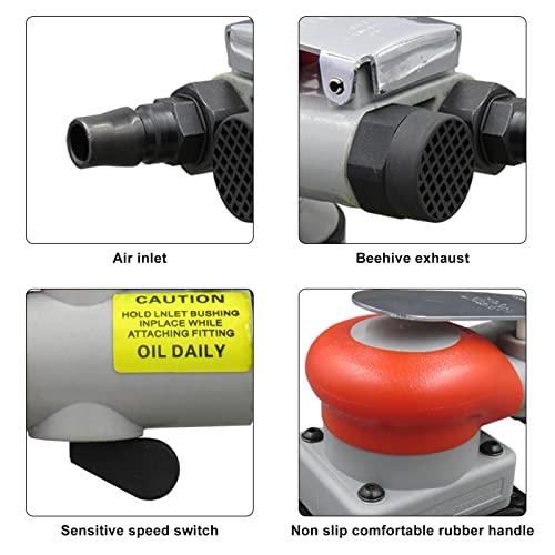 WALFRONT Pneumatic Sander 10000 RPM Air Square Orbit Finishing Sander for Wood Sanding Car Waxing Metal Sanding 75 x 100mm / 3.00 x 4.00in