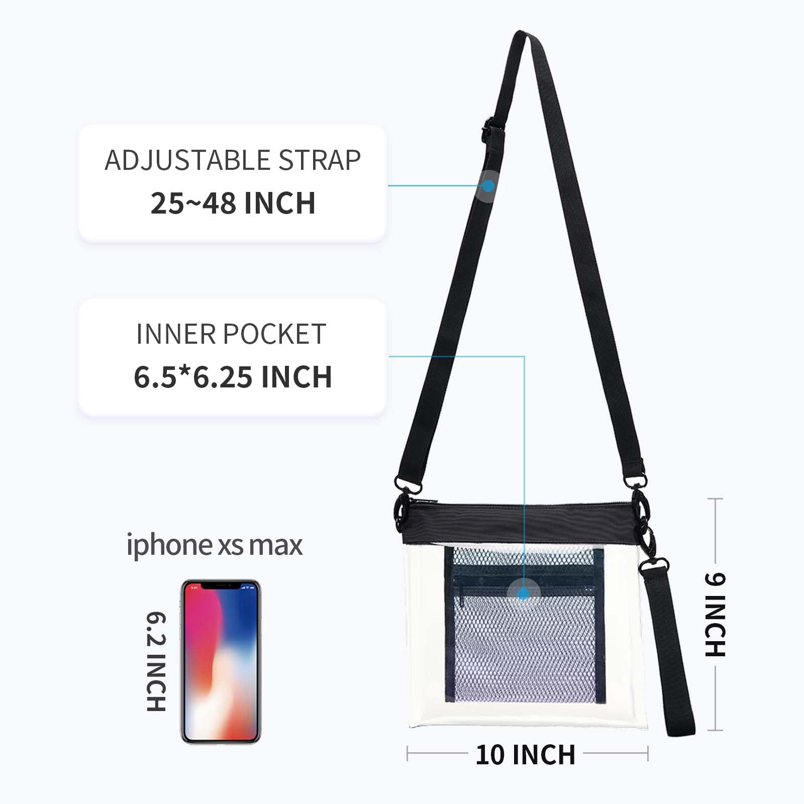 Vorspack 2 Packs Clear Purse Stadium Approved Clear Bag with Inner Pocket for Sport Events Games Concert