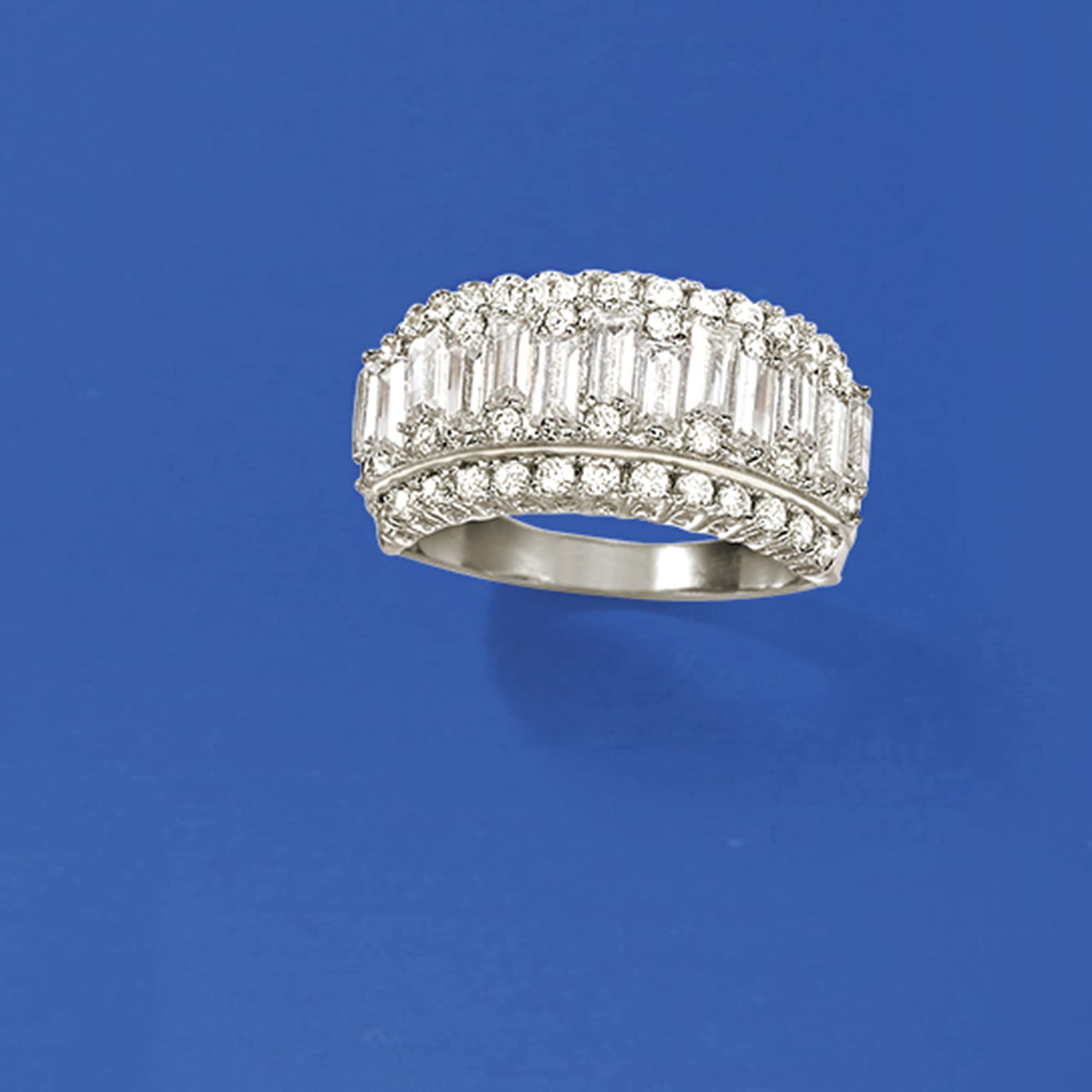 Ross-Simons 2.40 ct. t.w. Baguette and Round CZ Ring in Sterling Silver. Size 8