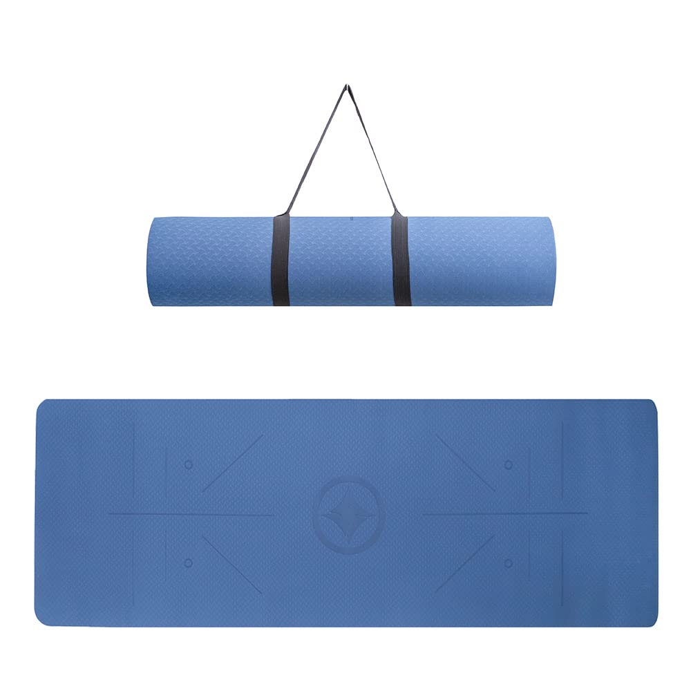 StudioAqua Yoga Mat Fitness and Exercise Non Slip with Carrying Strap for Home Flooring Workouts, Pilates, Zumba, Stretching, Eco Friendly(Blue)