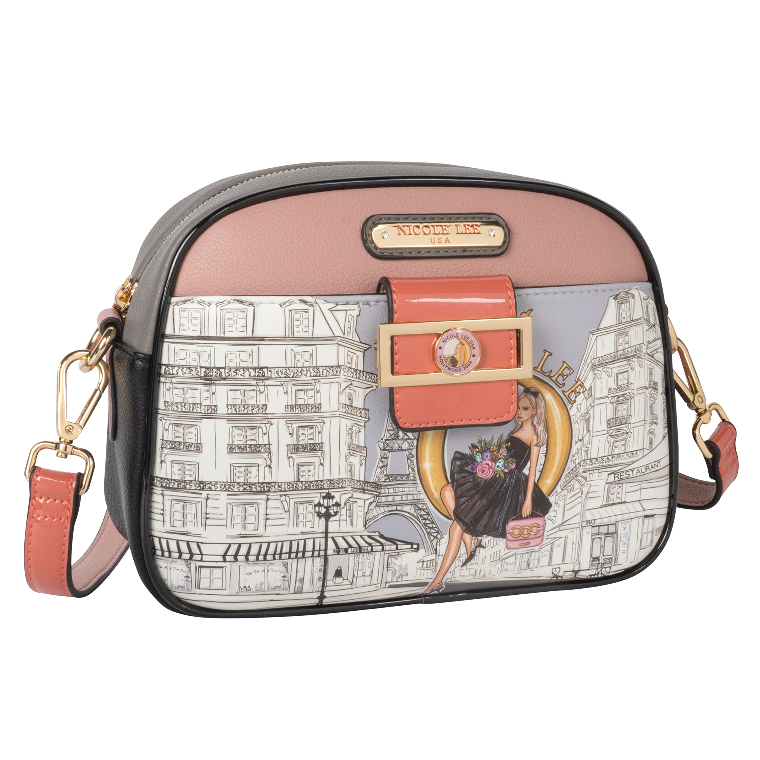 Nicole Lee Oelfina Small Fashion Print Crossbody Bag, Front Flap Pocket, Adjustable Detachable Shoulder Strap (Success in New York)