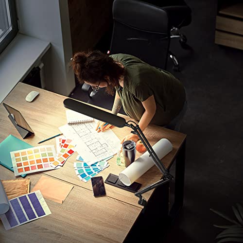 SKYLEO Desk Lamp for Home Office - 33" LED Desk Light - Touch Control - 5 Color Modes X 11 Brightness Levels - 1300ML(112 Pcs Lamp Beads) - Timmer & Memory Function - 12W Metal Clamp Lamp - Black