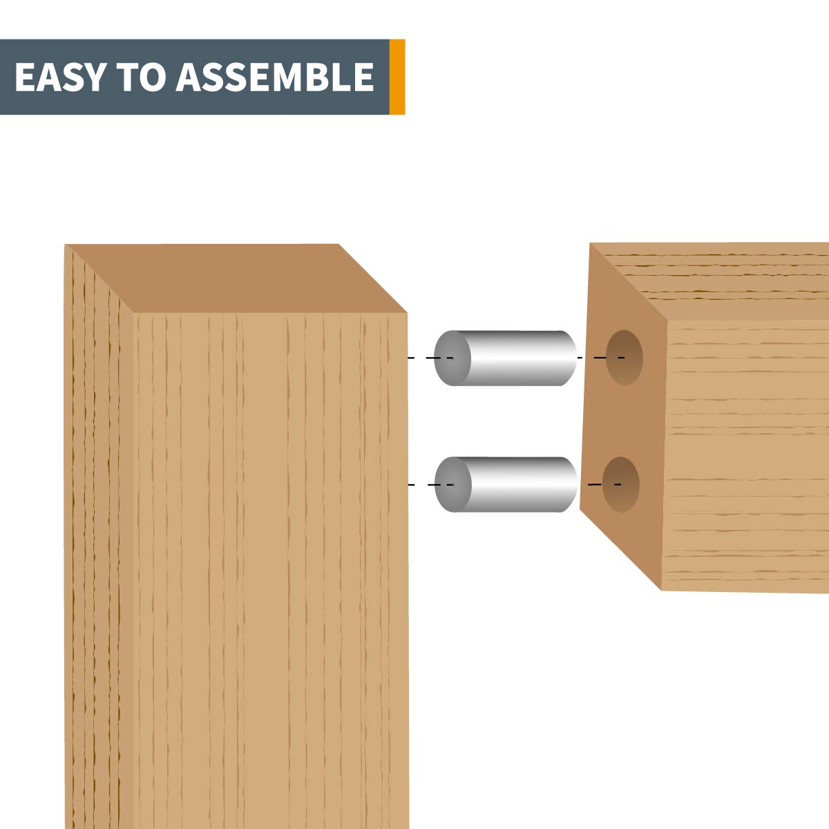 POWERTEC 71473-P2 Hardened Steel Dowel Pins 3/8" x 4" Long | Heat Treated and Precisely Shaped for Accurate Alignment β 8 Pack