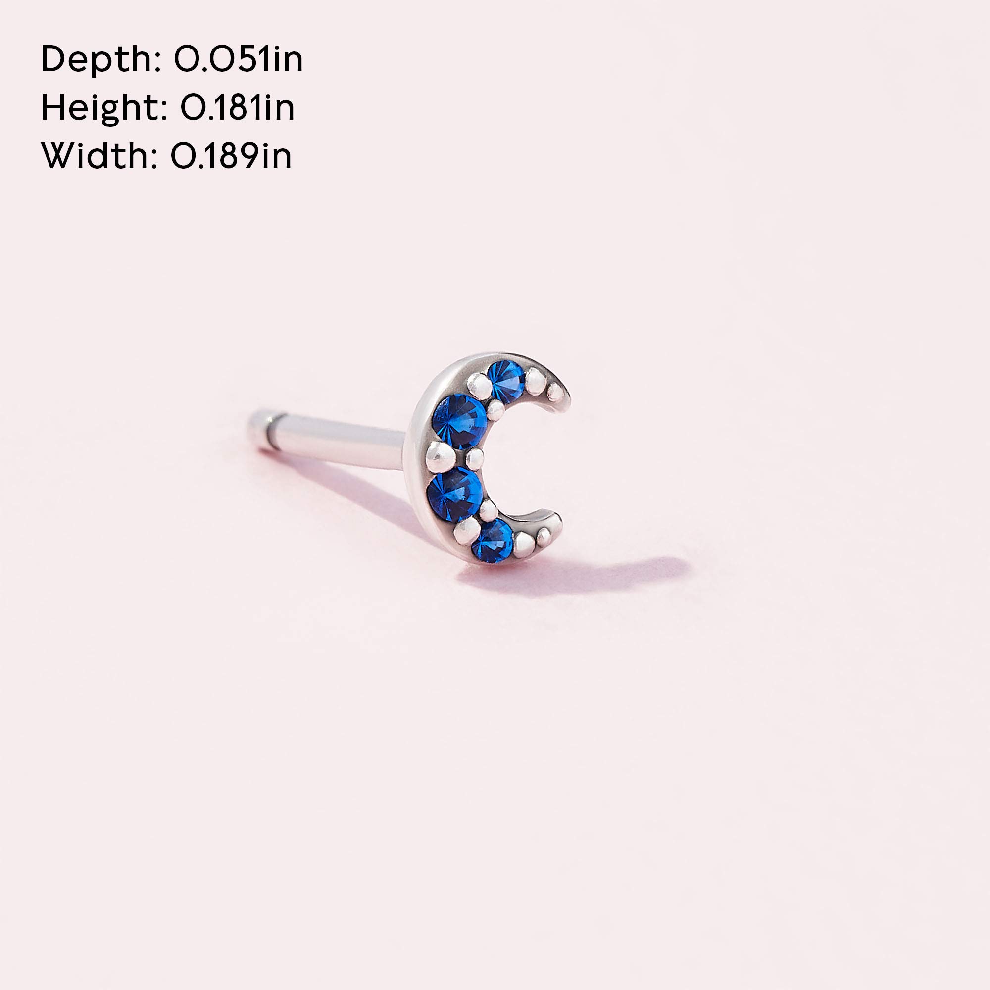 Pandora ME Jewelry Crescent Moon True Blue Crystal Single Stud Earring in Sterling Silver, No Box